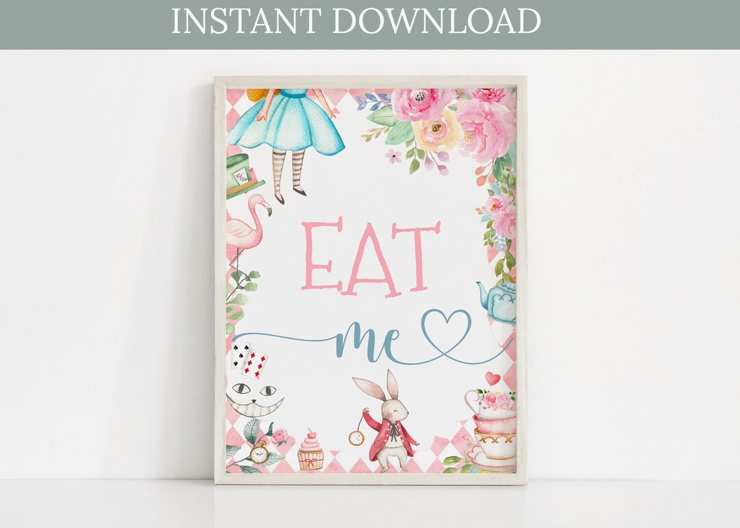Eat Me Sign Alice in Wonderland Birthday Onederland Birthday Sign Sweet ...