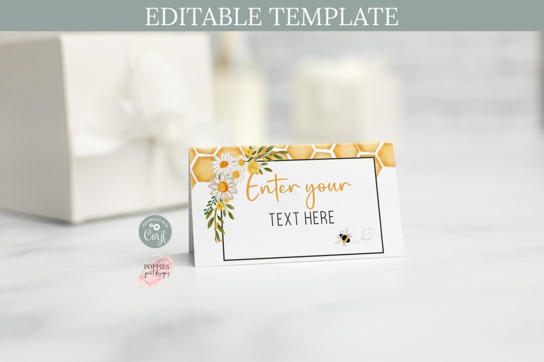 Editable Honey Bee Birthday Food Labels Bee Baby Shower Food Tent Cards ...