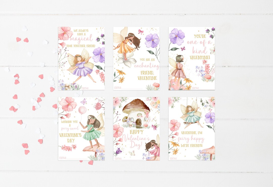 Printable Fairy Garden Valentine's Day Cards, Print at Home Classroom ...
