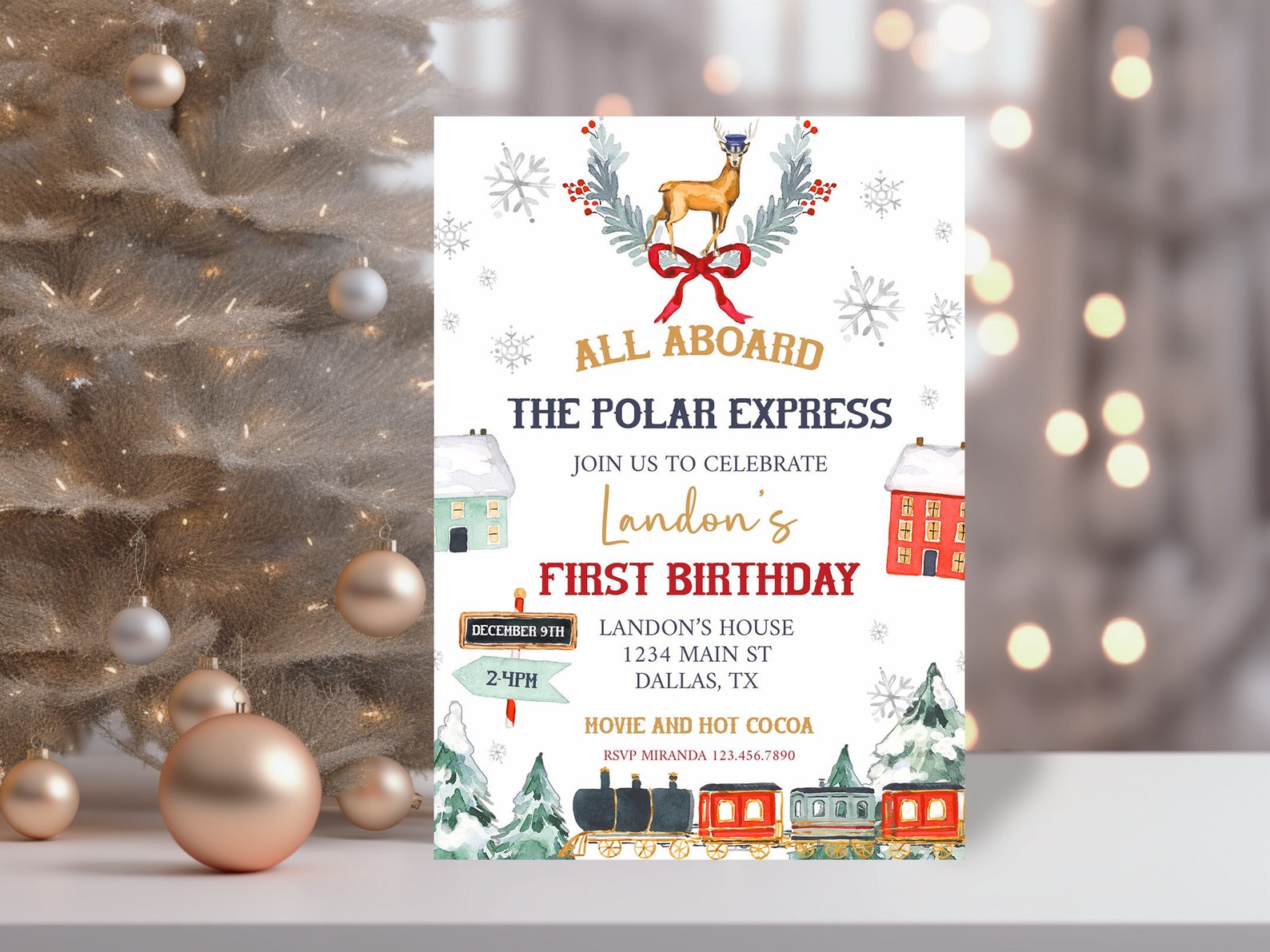Polar Express Birthday Invite, Editable Christmas Train Birthday ...