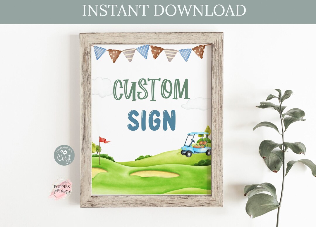Editable Golf Birthday Party Custom Sign Hole in One Birthday Custom ...