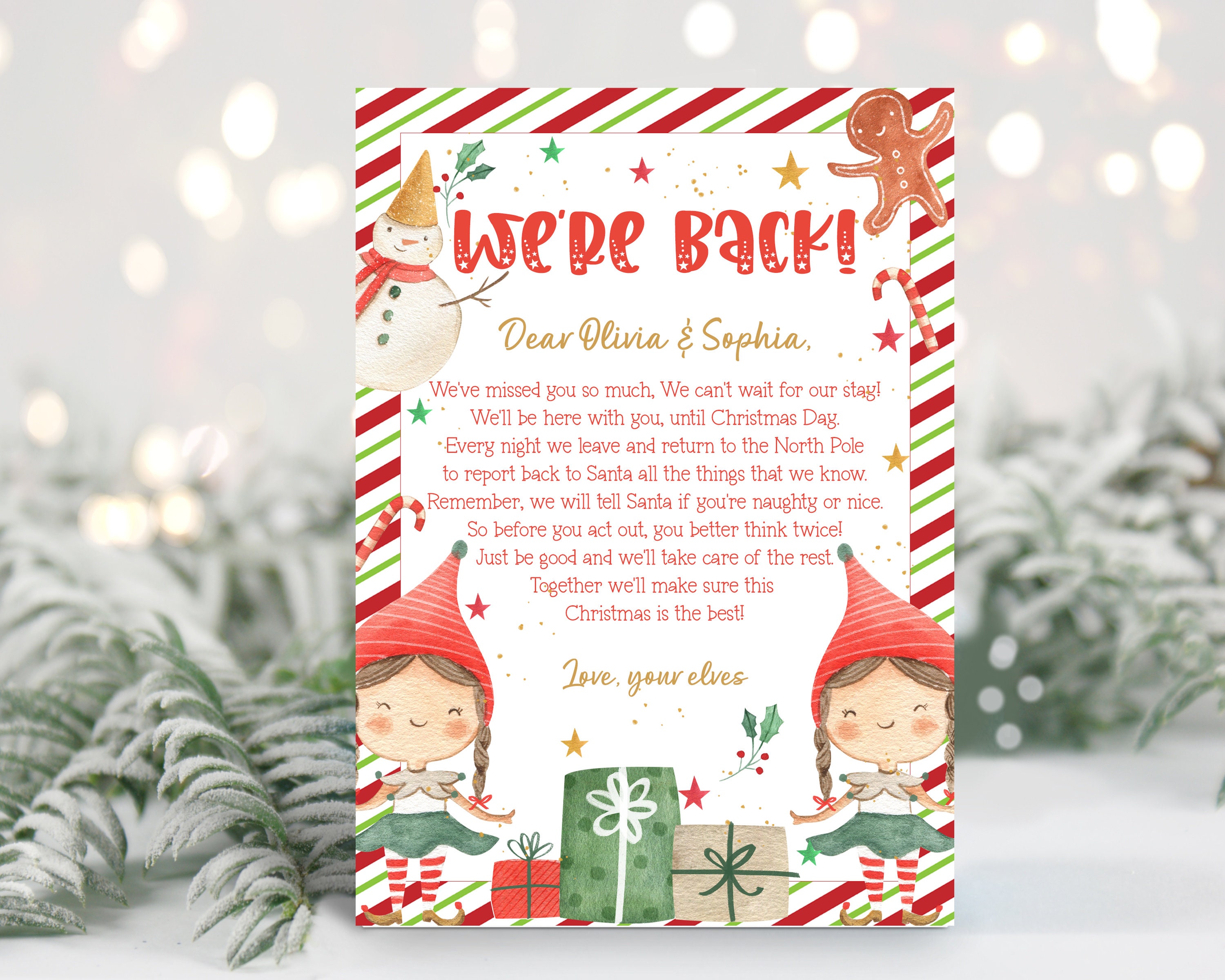 Editable Elf Hello Letter, Sisters Elf Arrival Letter, Sibling Elf Kit ...