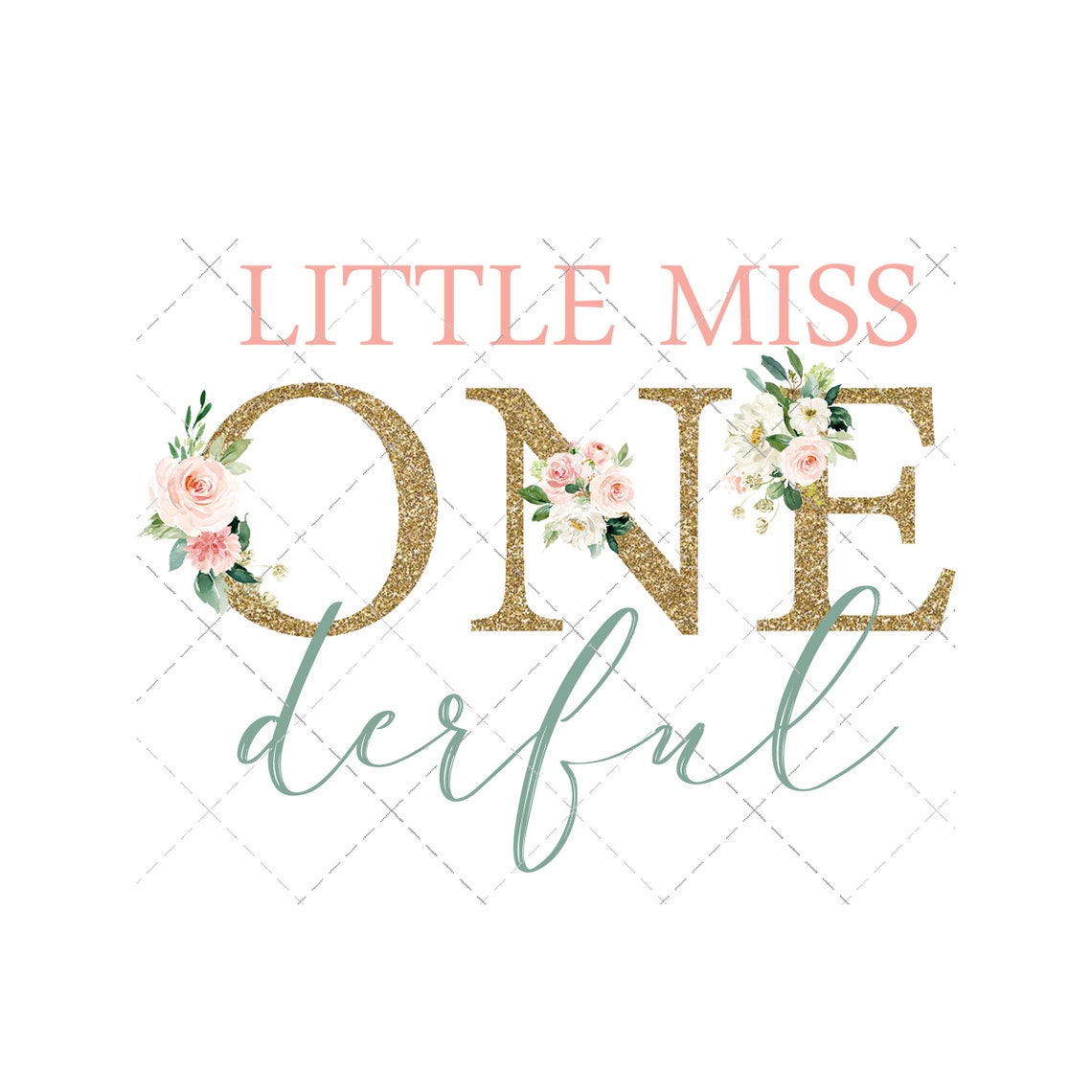 Little Miss Onederful Floral PNG, Floral Birthday Shirt Design, Instant ...