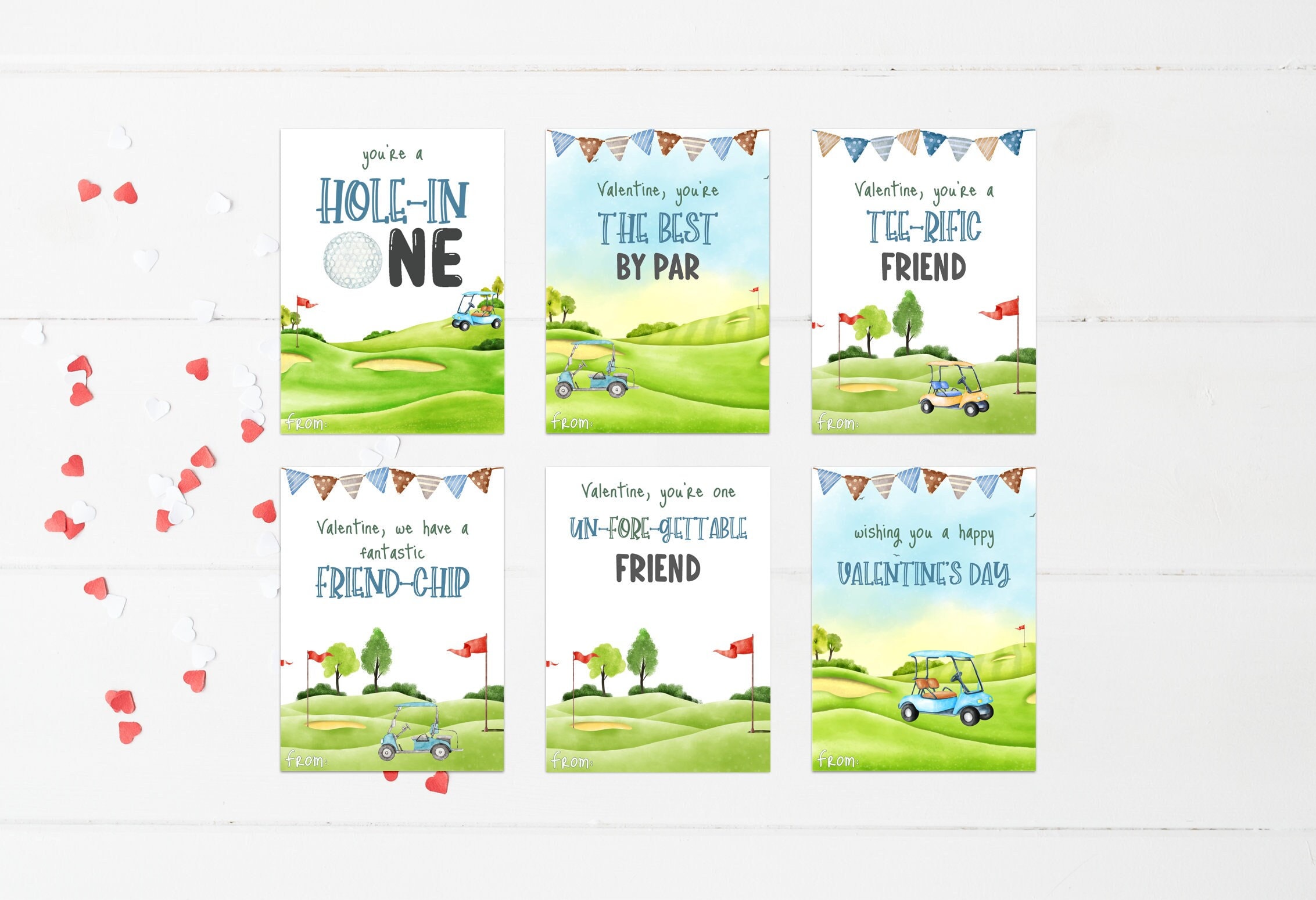 Printable Golf Valentine's Day Cards, Print at Home Classroom ...