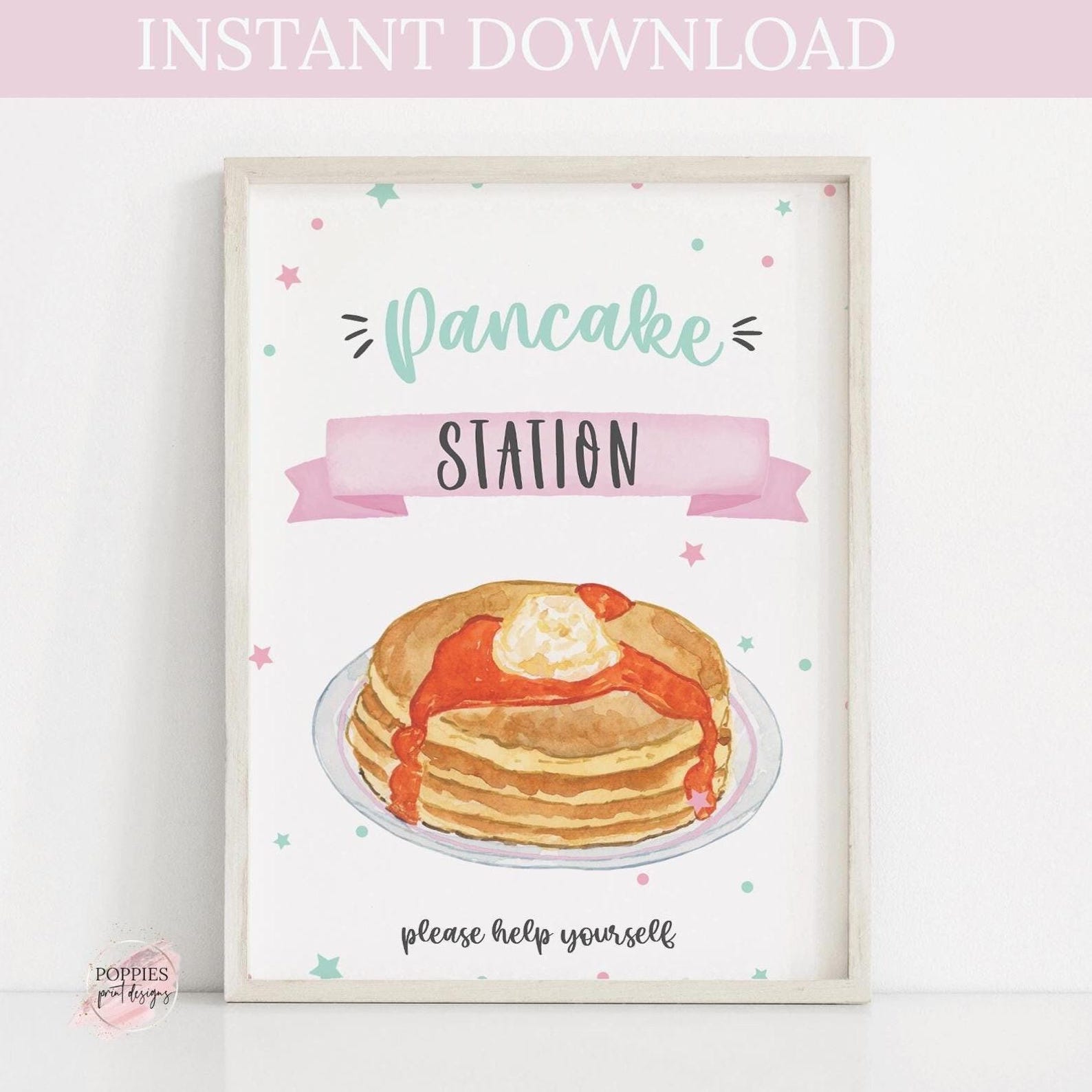 Pancake Station Sign Pancakes and Pajamas Birthday Sign Sleepover ...
