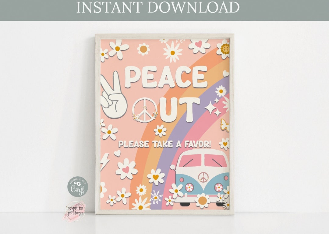 Groovy Party Favor Sign Retro Birthday Party Gift Table Sign Daisy ...