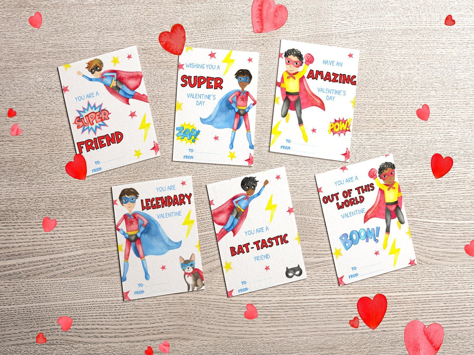 Printable Superhero Valentine's Day Cards, Print at Home Classroom ...