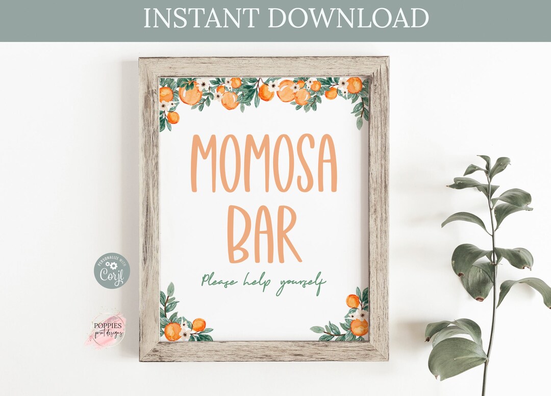 Cutie Momosa Bar Table Sign, Little Cutie Baby Shower, Mom Friendly ...