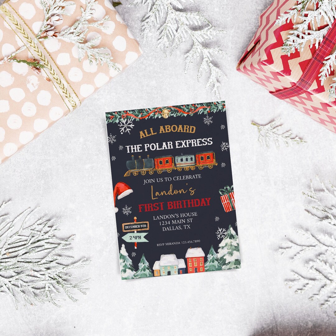 Editable Polar Express Birthday Invite, Editable Christmas Train ...
