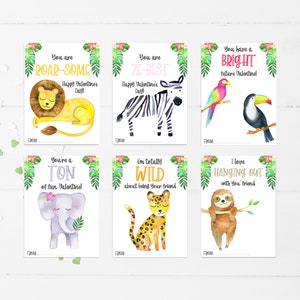 Printable Jungle Valentine's Day Cards, Print at Home Classroom ...