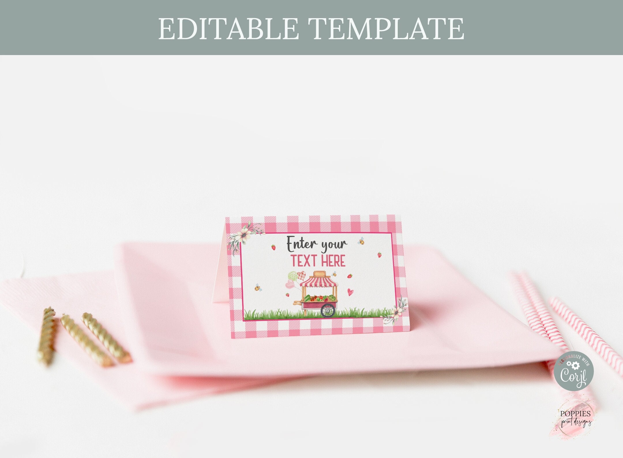 Editable Pink Farmer's Market Food Labels Farm Market Birthday Food ...