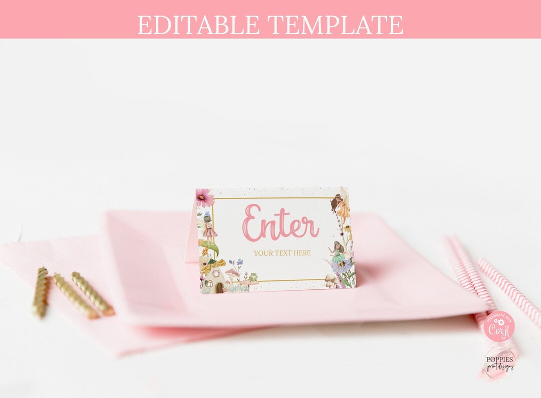 Editable Fairy First Birthday Food Labels Garden Party Birthday Food ...