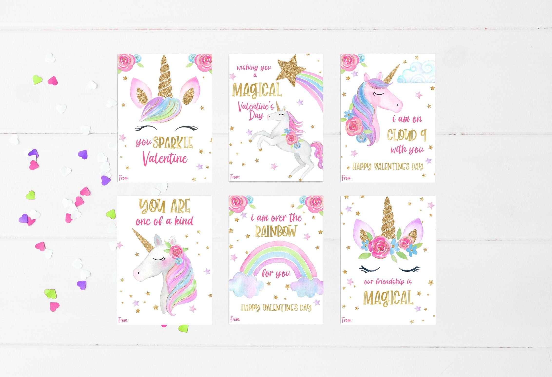 Printable Unicorn Valentine's Day Cards, Print at Home Classroom ...