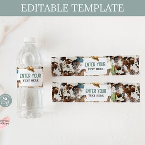 Editable First Rodeo Water Bottle Labels, Cowboy Birthday Bottle Wrap ...