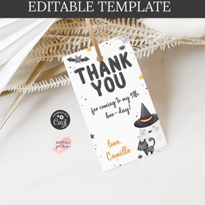 Editable Halloween Birthday Thank You Tag Spooky One Spooktacular Ghost ...