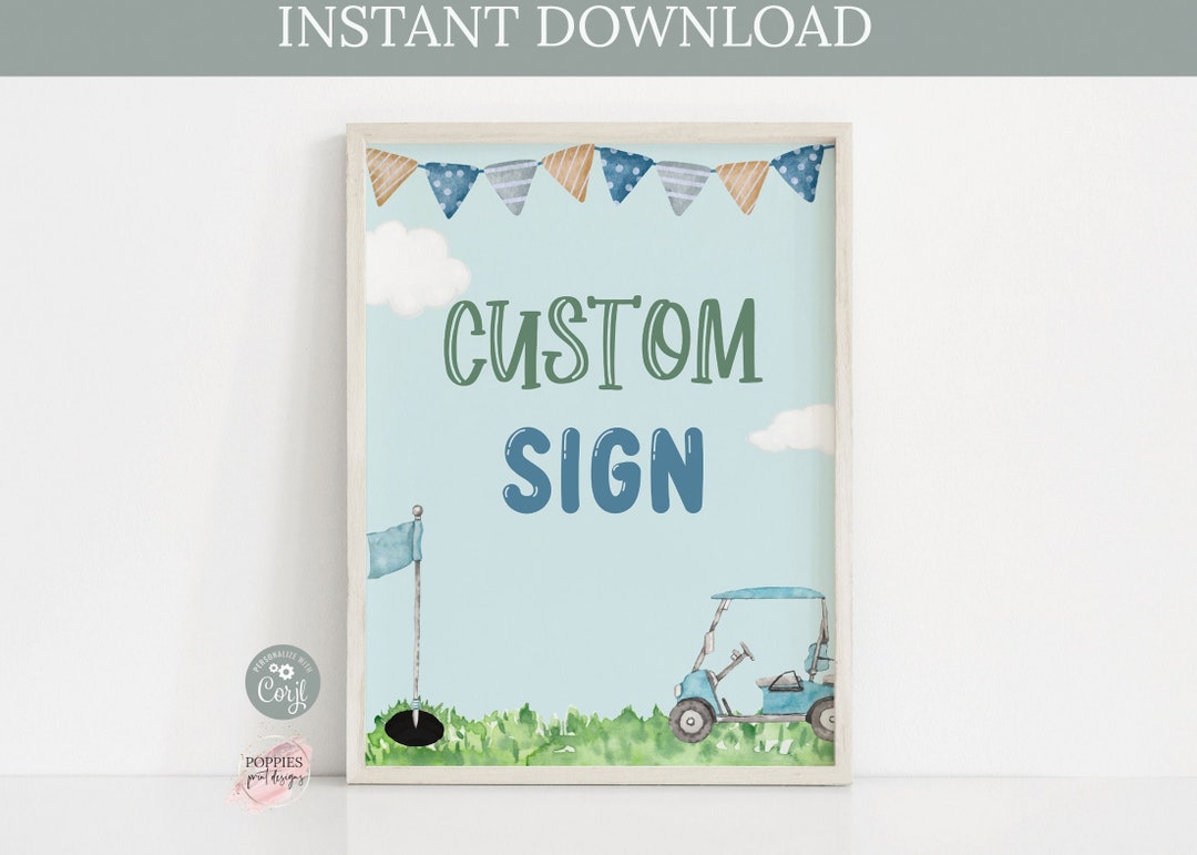 Editable Golf Birthday Party Custom Sign Hole in One Birthday Custom ...