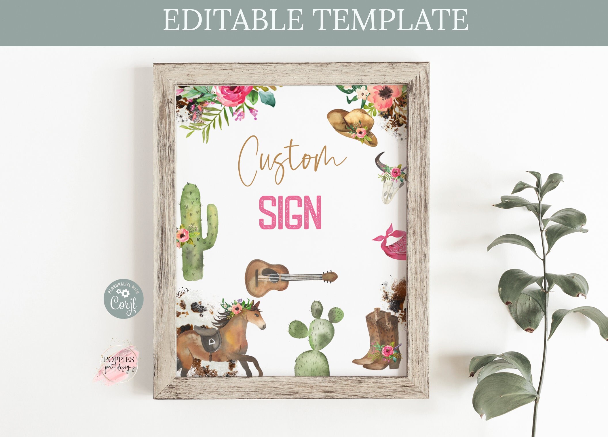 Editable Girl Rodeo Birthday Custom Sign First Rodeo Birthday Party ...