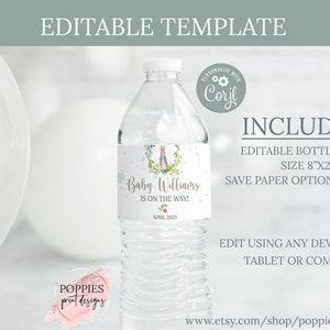 Editable Peter Rabbit Baby Shower Water Bottle Label Flopsy Bunny Water ...