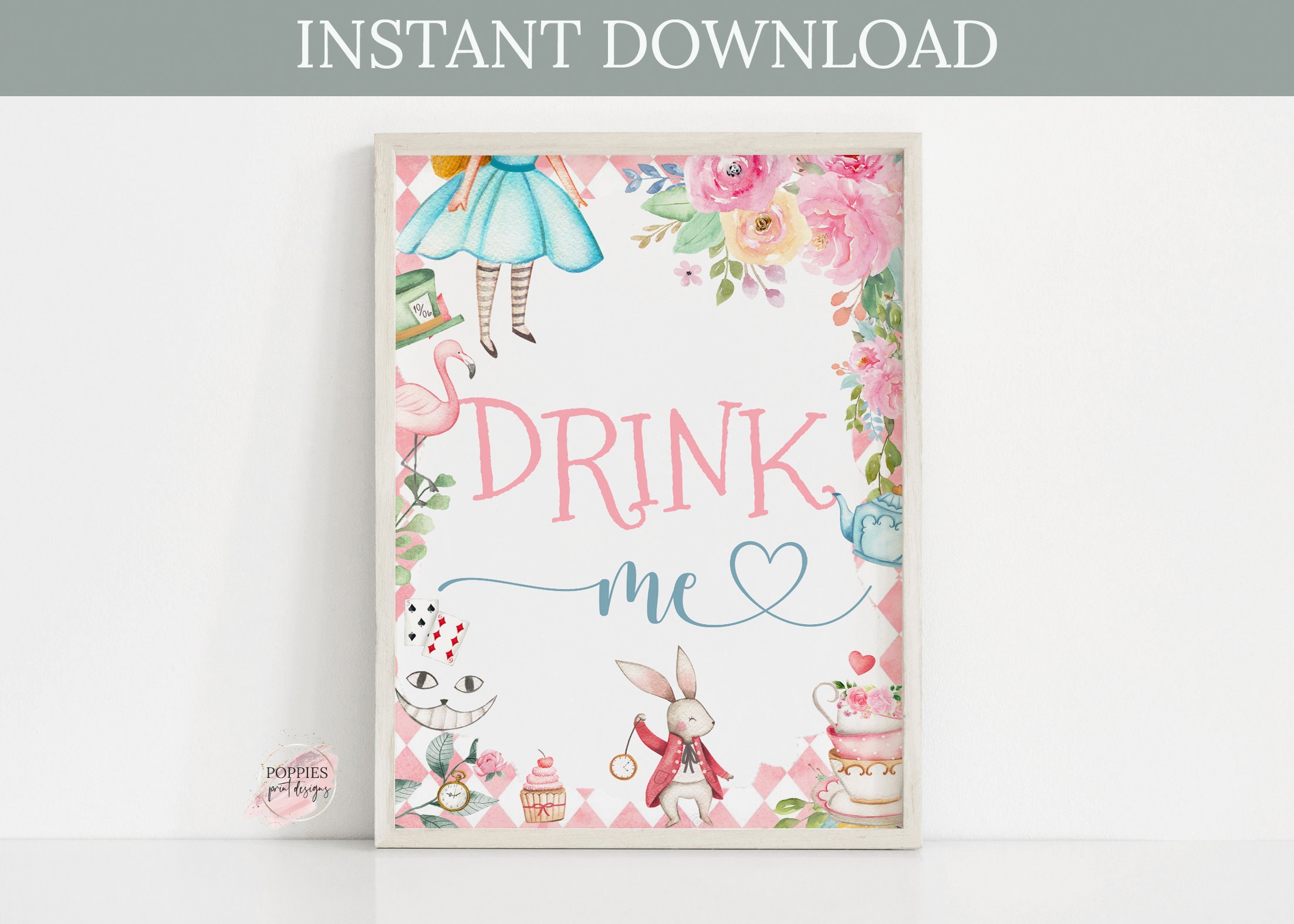 Drink Me Sign Alice in Wonderland Birthday Onederland Birthday Sign ...