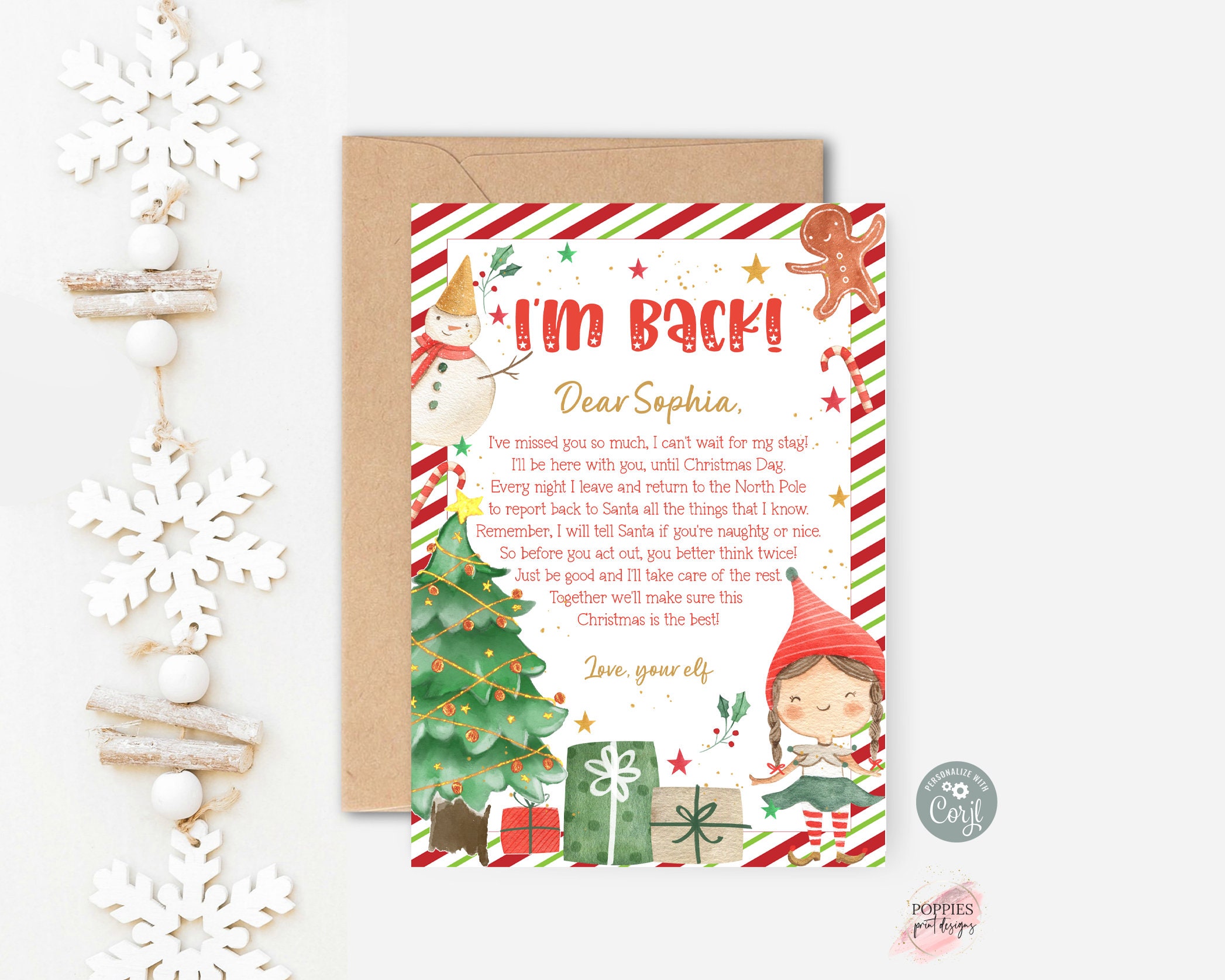 Editable Elf Hello Letter, Girl Elf Arrival Letter, Elf Kit, I'm Back ...