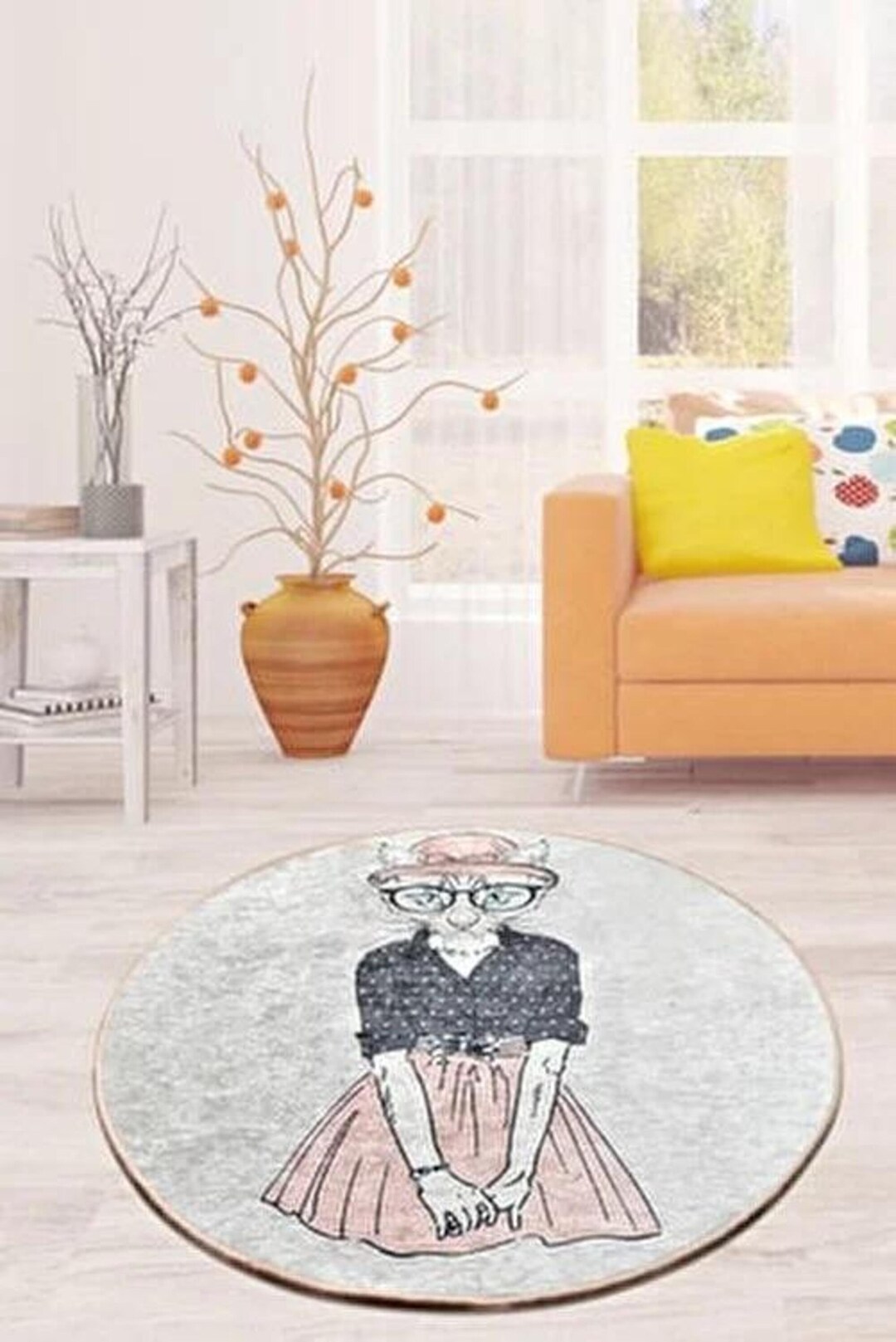 Round Mat Dog Round Carpet Panda Flamingo Circle Rug - Etsy