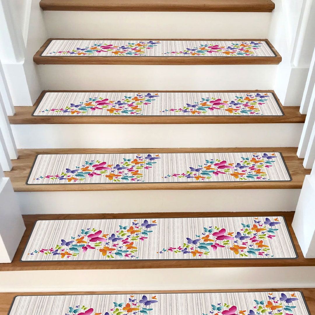 Butterfly Stairs Rug, Stair Treads Carpet, Soft Surface Step Rug, Easy ...