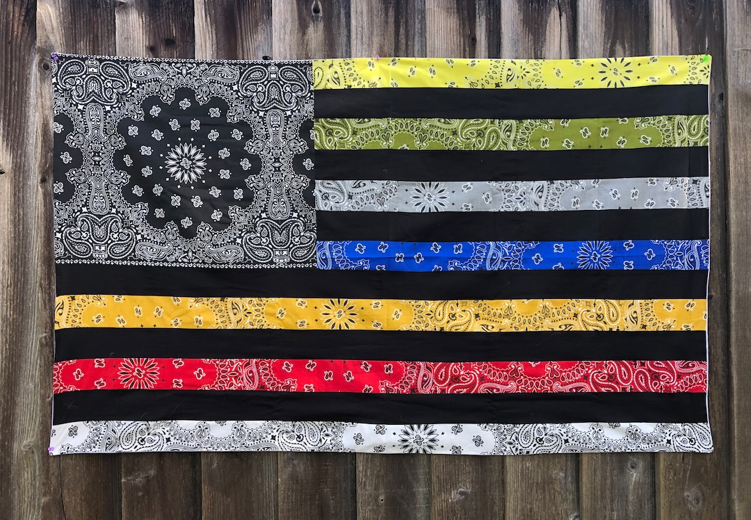 First Responder Flag Wall Art Made From 100% USA Bandanas - Etsy