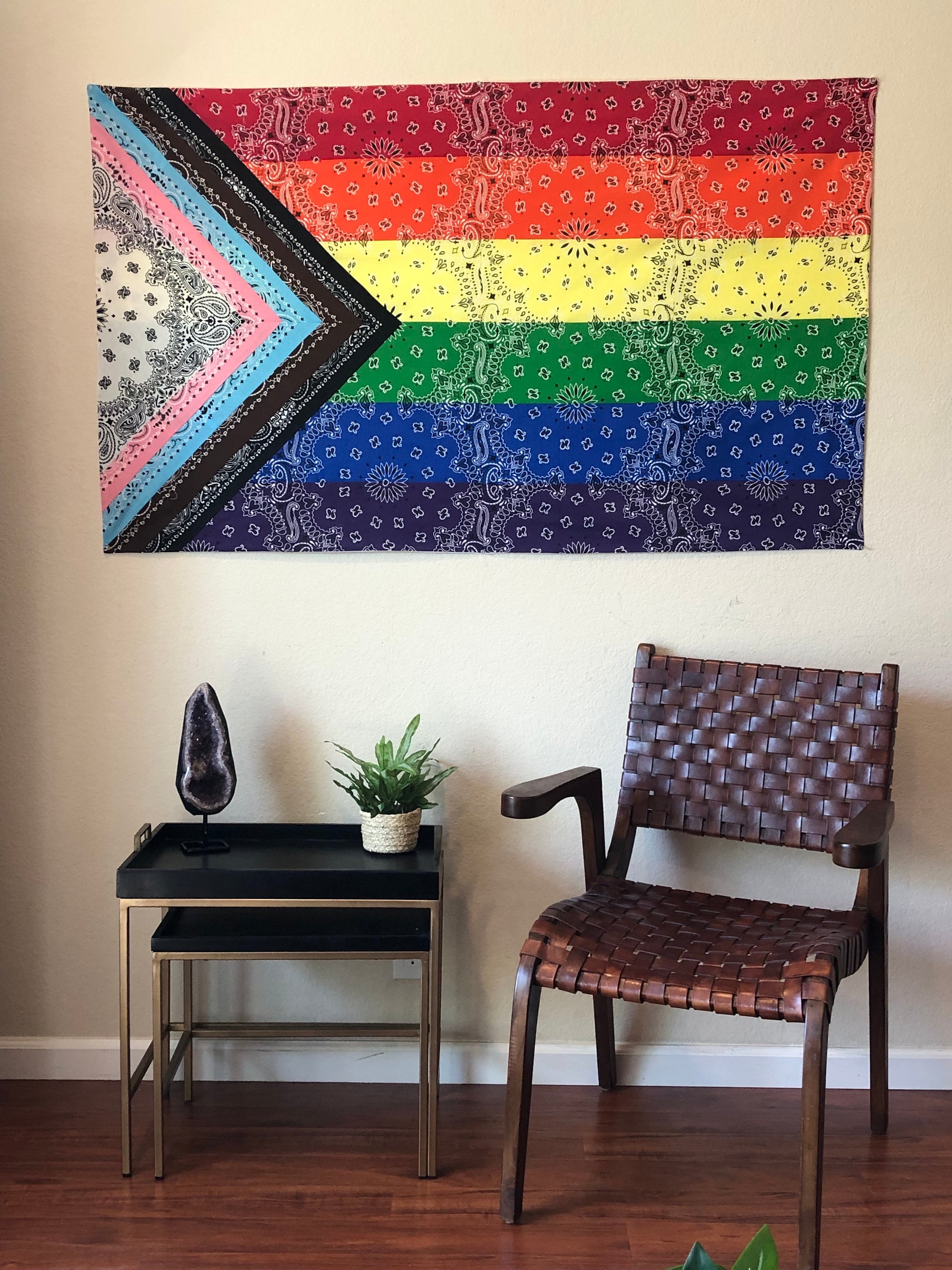 Progress Pride Flag Art Piece for Wall Made From Bandanas - Etsy