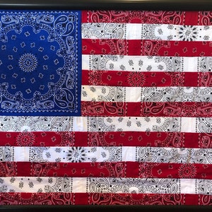 American Flag Art Piece for Wall Made From Bandanas 100% USA Cotton - Etsy