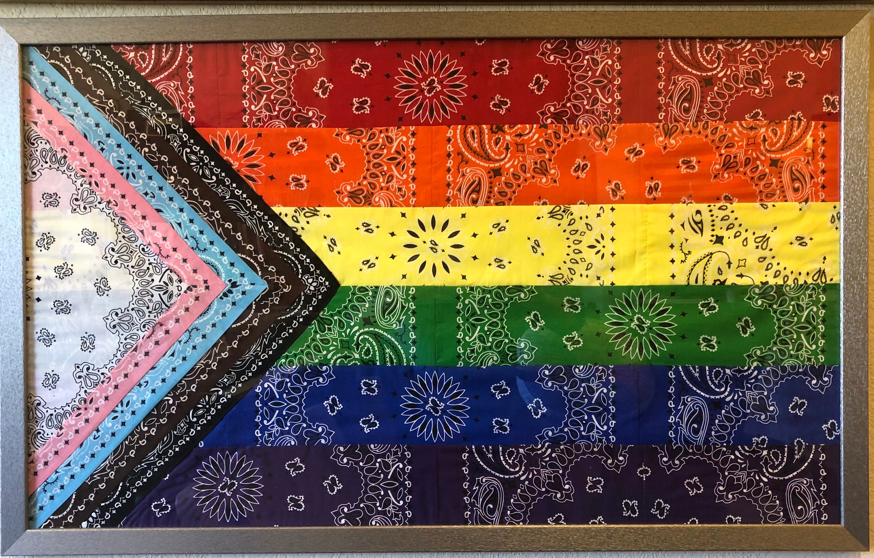 Progress Pride Flag Art Piece for Wall Made From Bandanas - Etsy