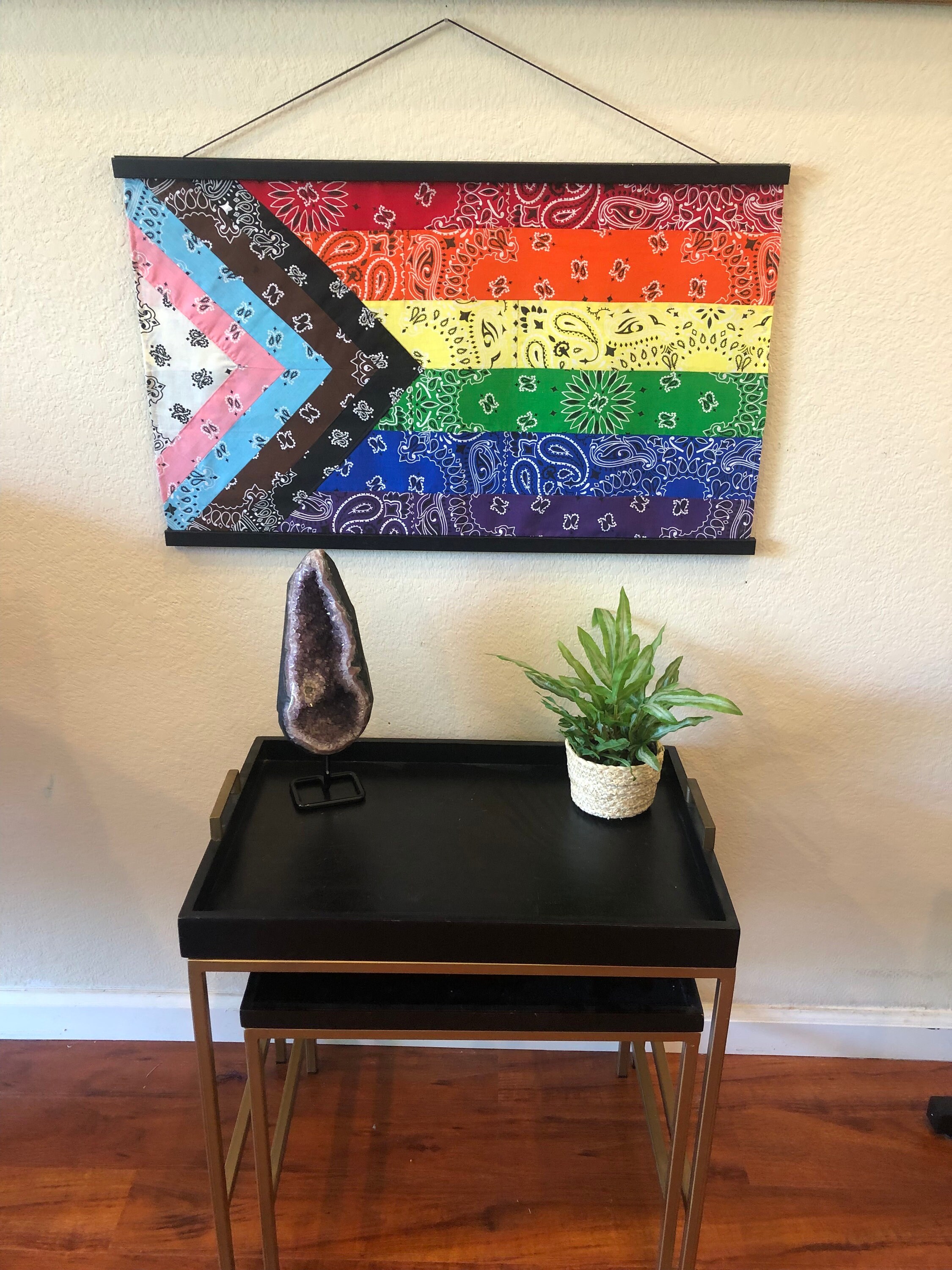 Progress Pride Flag Art Piece for Wall Made From Bandanas - Etsy