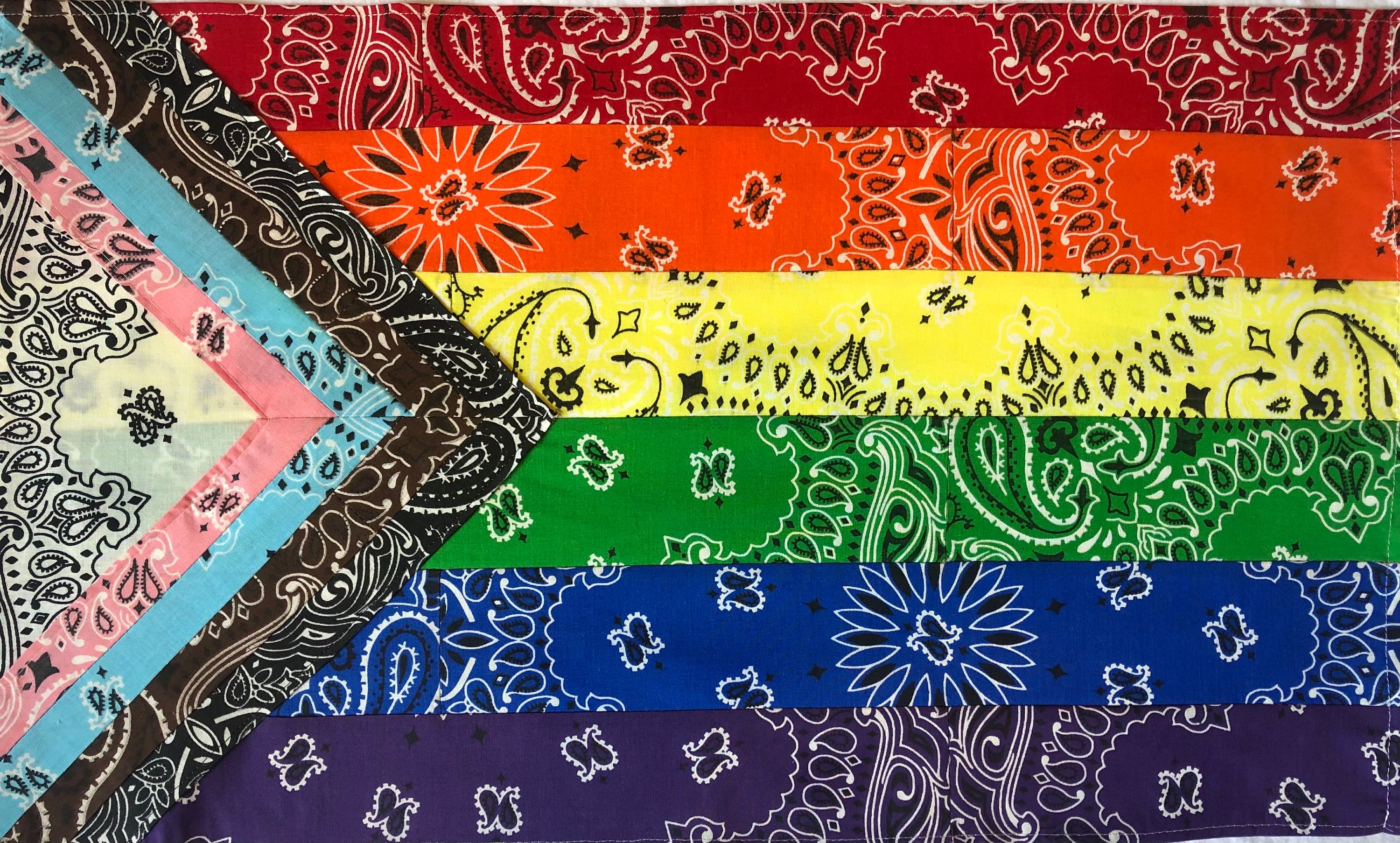 Progress Pride Flag Art Piece for Wall Made From Bandanas - Etsy