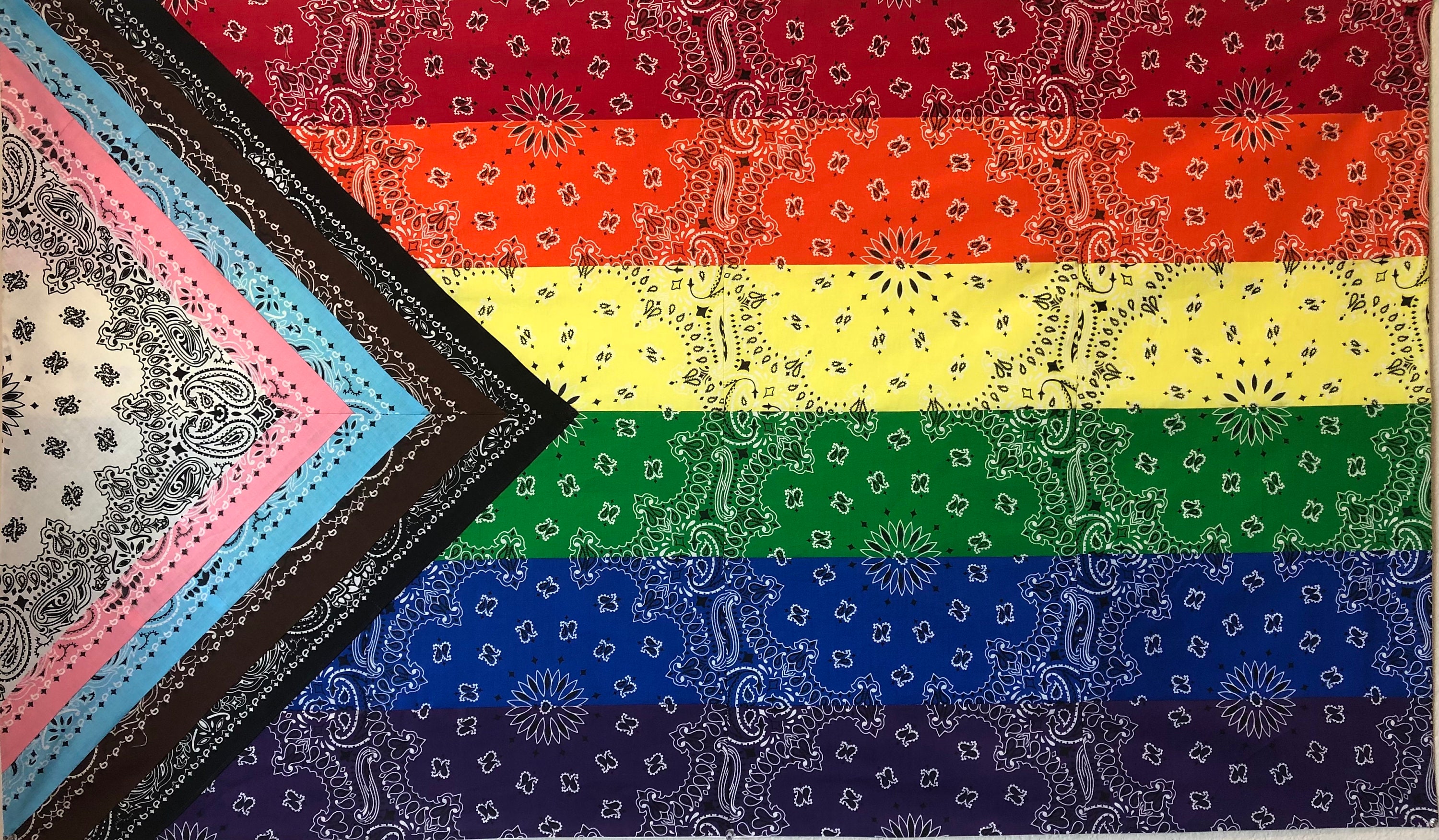 Progress Pride Flag Art Piece for Wall Made From Bandanas - Etsy