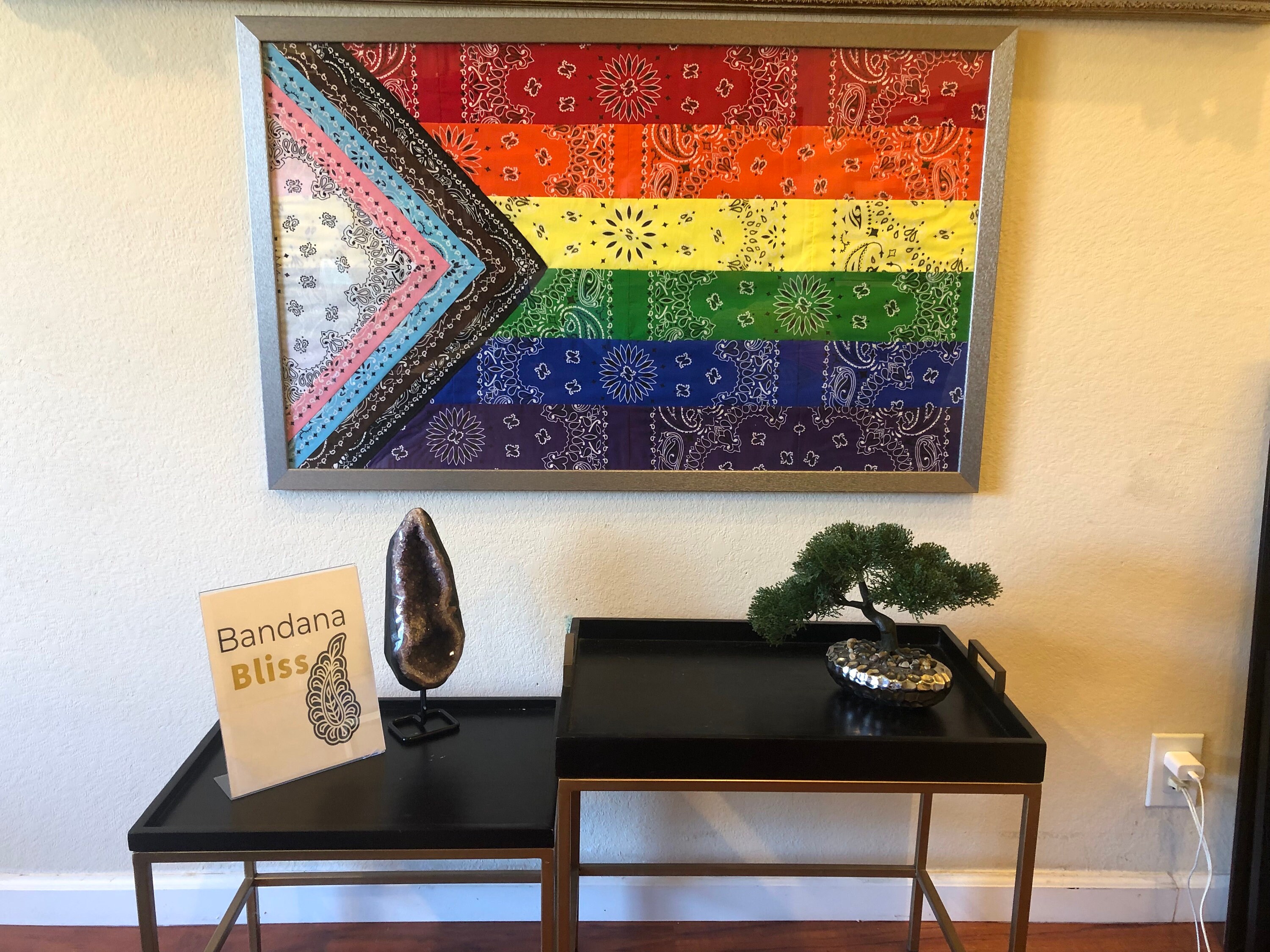 Progress Pride Flag Art Piece for Wall Made From Bandanas - Etsy