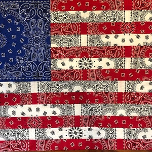 American Flag Art Piece for Wall Made From Bandanas 100% USA Cotton - Etsy