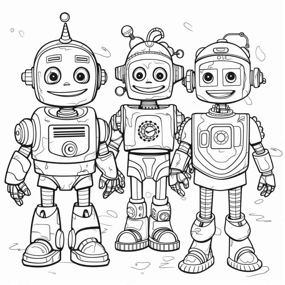 Printable Children's Coloring Pages, 8 Robot Digital Coloring Pages for ...