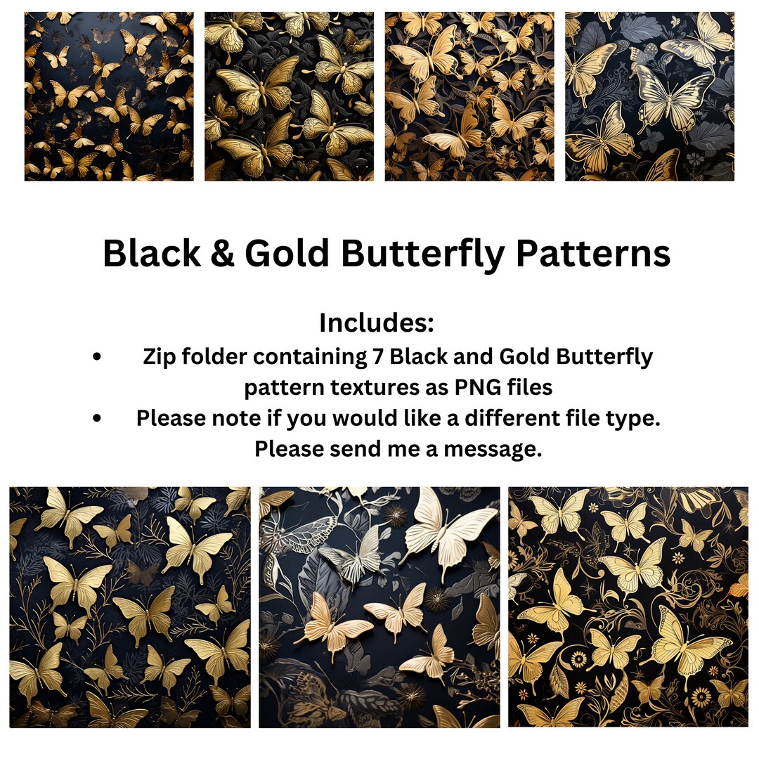 Black Gold Butterfly Paper Pattern Gold Elegant Butterfly Pattern ...