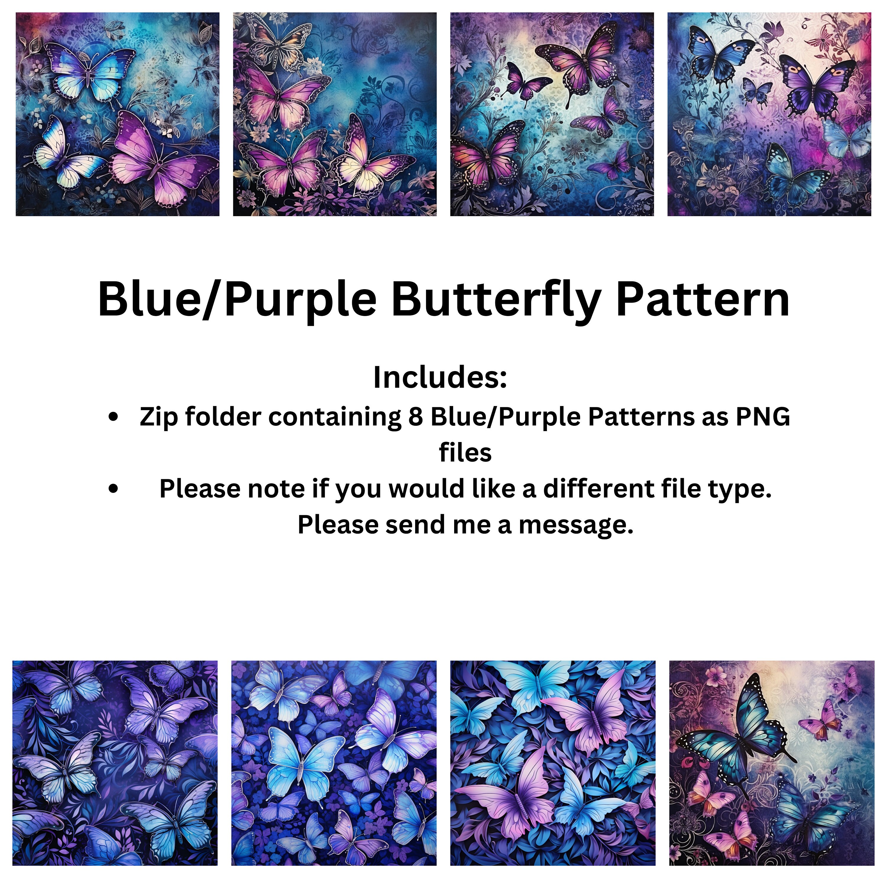 Blue Purple Butterfly Paper Pattern Blue Floral Butterfly Pattern ...