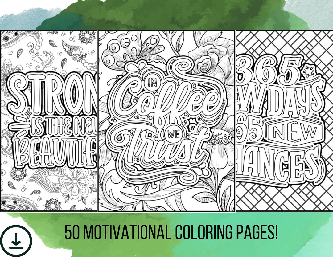 Motivational Coloring Book Pages - Download & Print 50 Sheets, Teen and ...