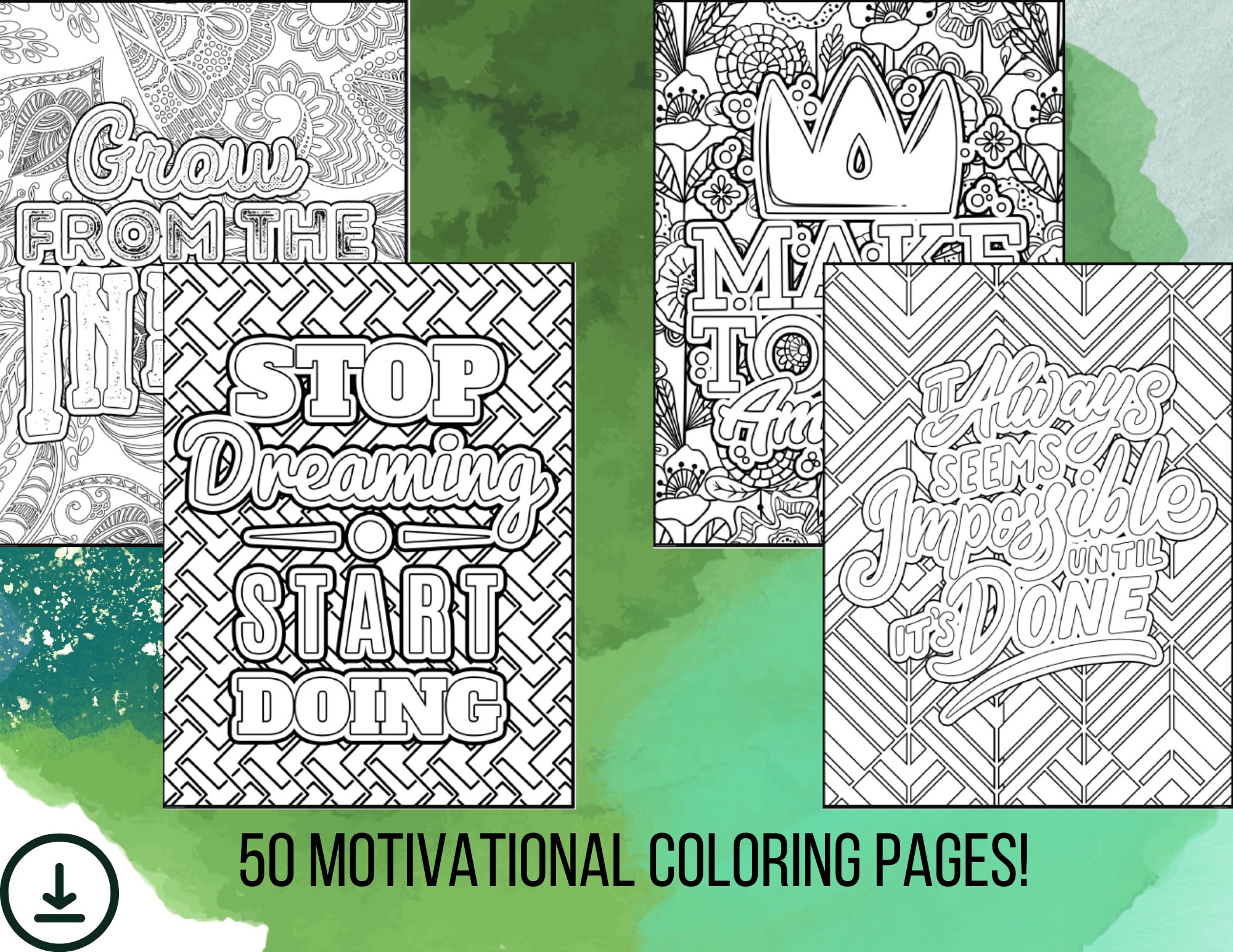 Motivational Coloring Book Pages - Download & Print 50 Sheets, Teen and ...