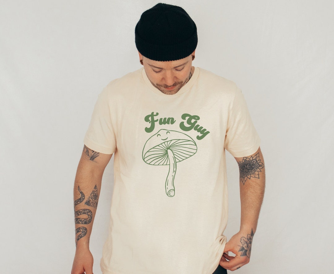 Fun Guy Tshirt, Mens Mushroom Pun Shirt, Retro Fungi Tee, Botanical ...