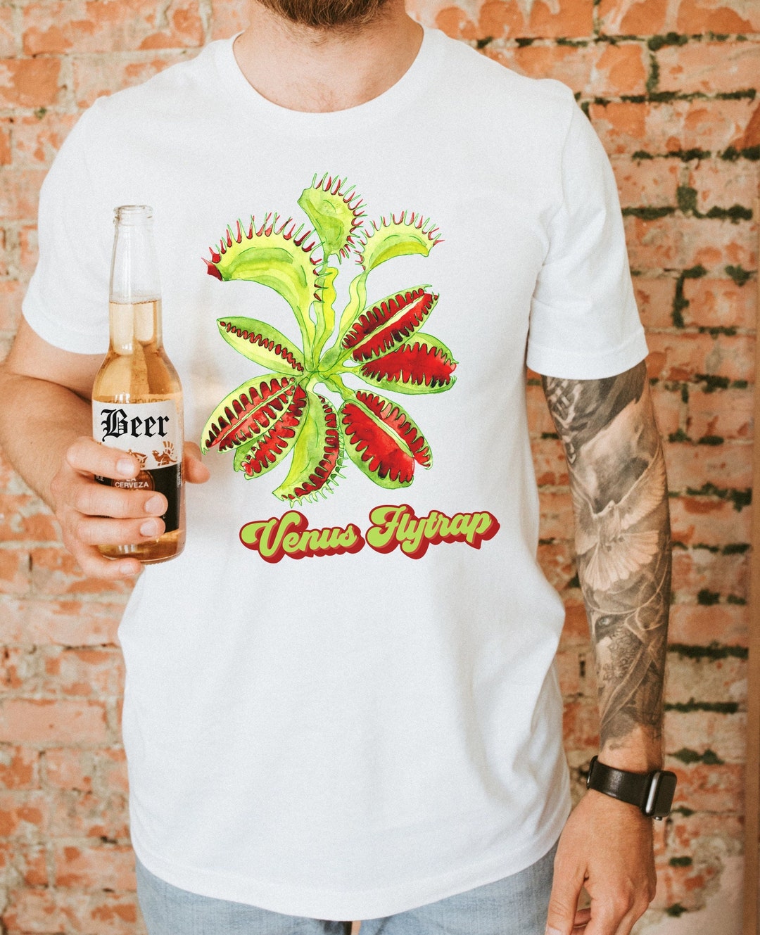 Retro Venus Fly Trap Shirt, Venus Flytrap Tee, Carnivorous Plant T-shirt, Mens Plant T ...