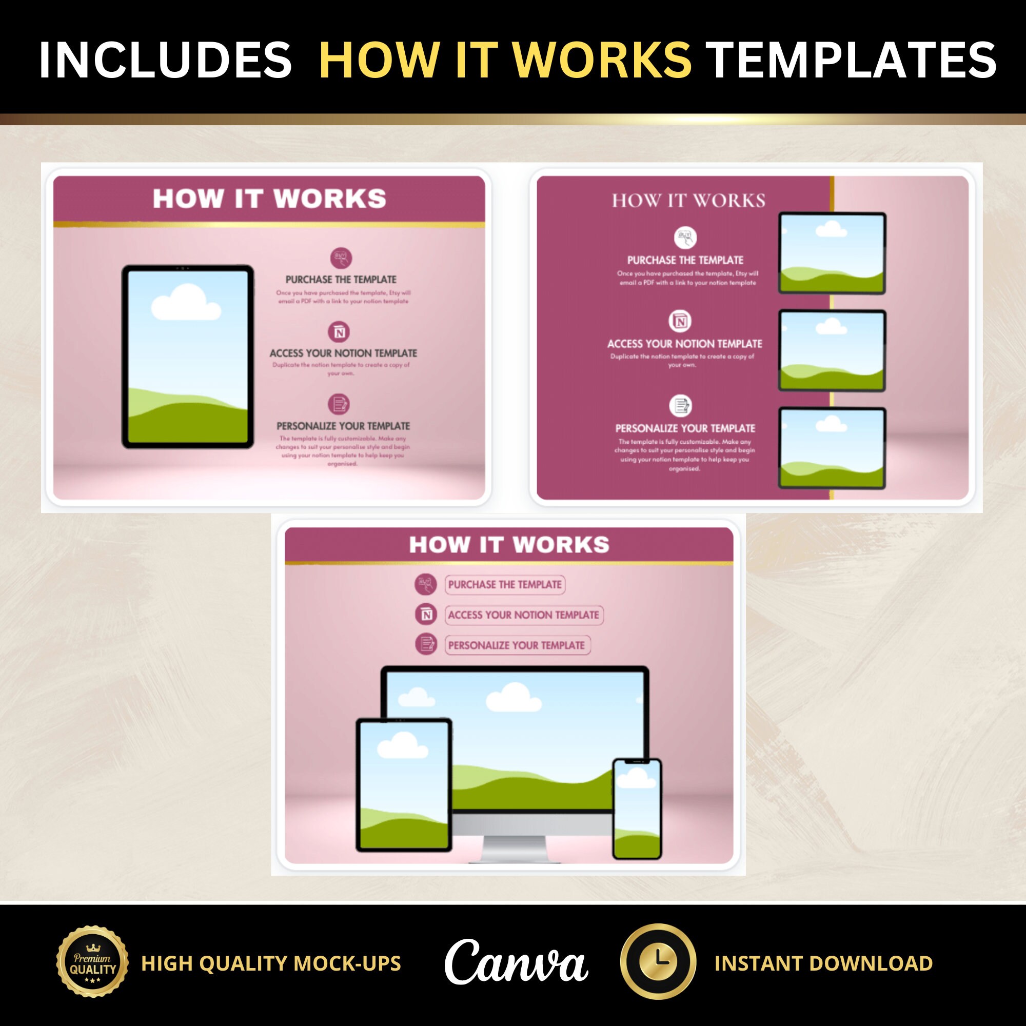 Mockup Notion Template Pink | 30 Notion Template Mockups Pink Bundle ...
