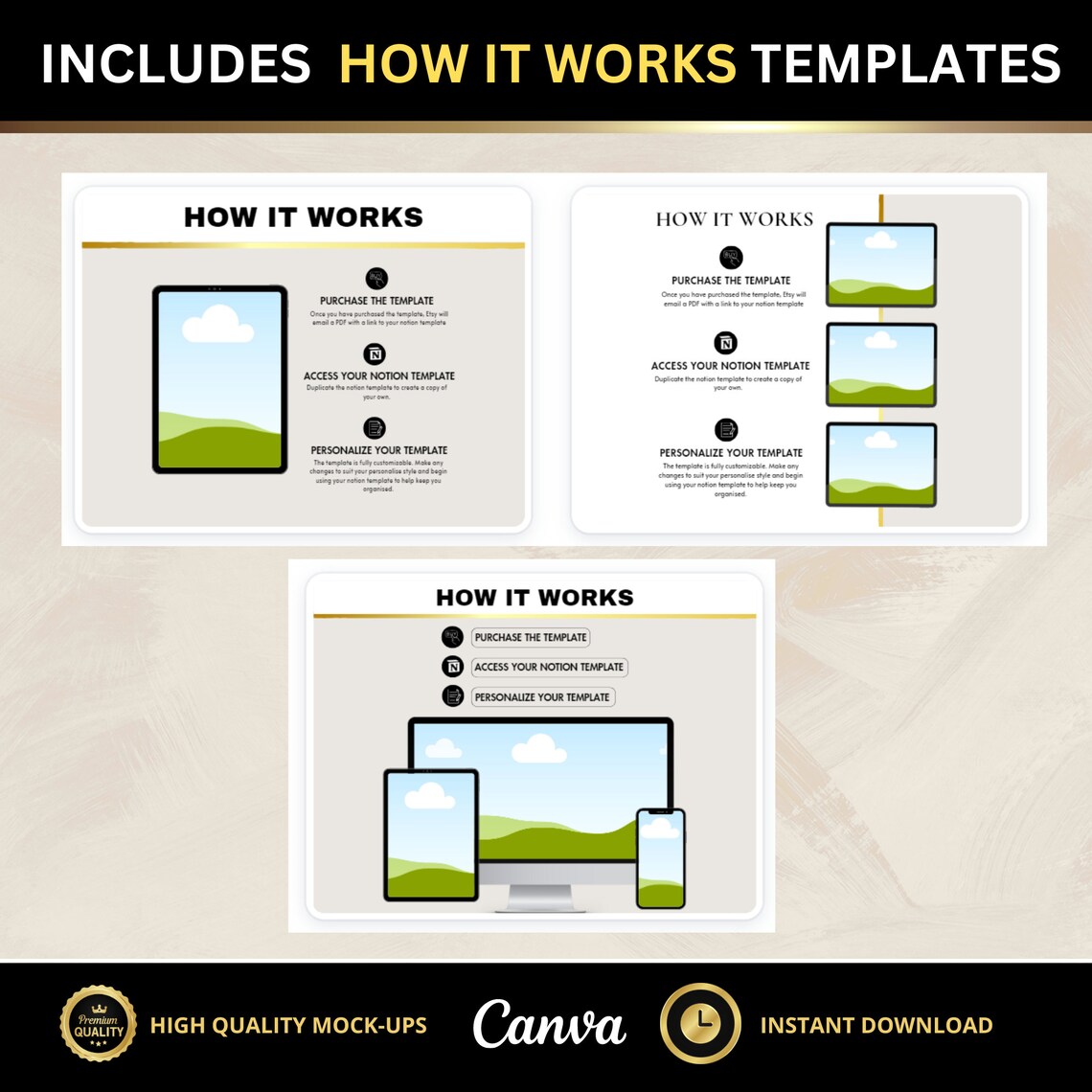 30 Notion Template Mockups for Etsy Listing, Latest Etsy Sizes: Square ...