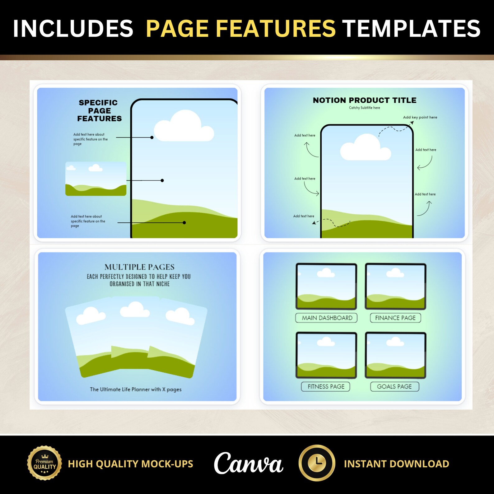 Notion Template Mockup, 30 Notion Templates for Etsy Listing, Notion ...