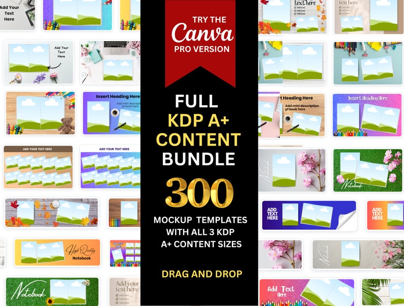 300 KDP A Content Mockup Canva Templates Bundle the Ultimate KDP A Plus ...
