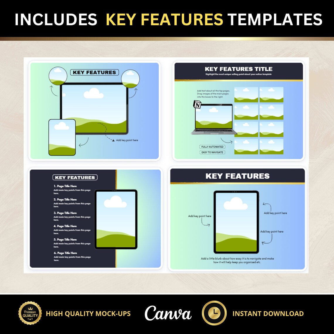 Notion Template Mockup, 30 Notion Templates for Etsy Listing, Notion ...