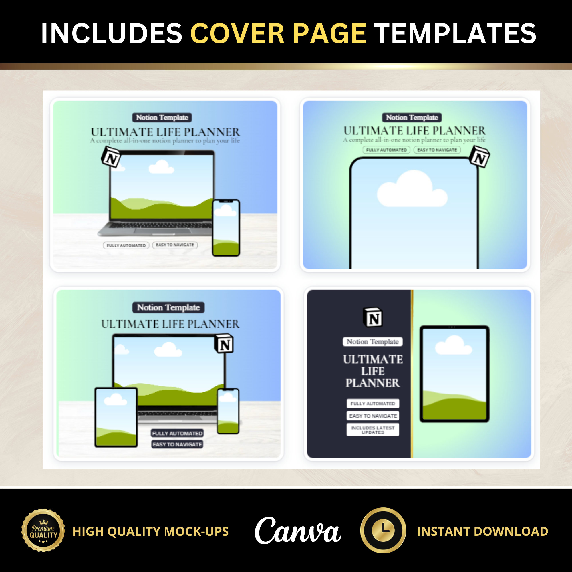 Notion Template Mockup, 30 Notion Templates for Etsy Listing, Notion ...