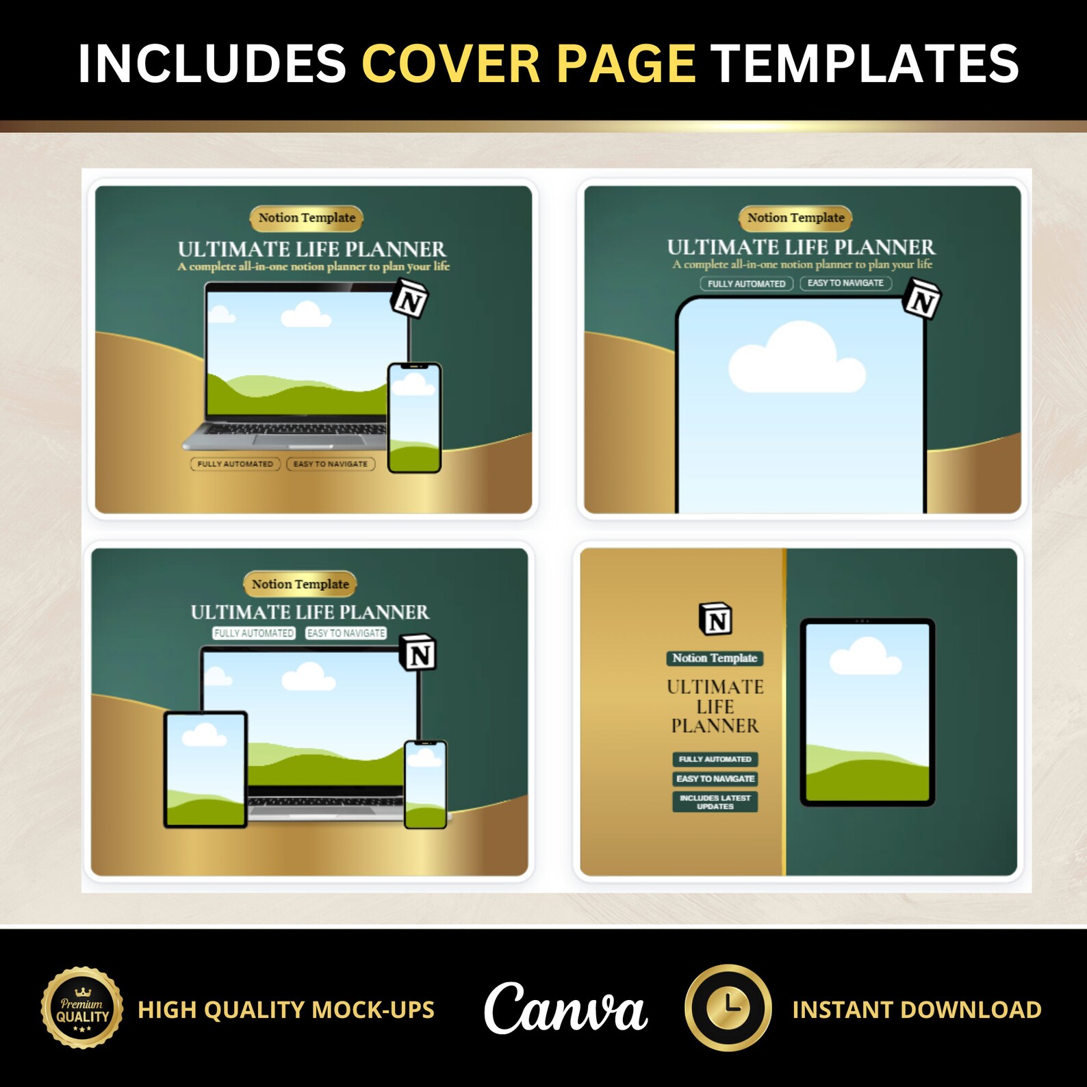 Notion Template Canva Mockups Bundle, 30 Notion Mockup Canva Templates ...