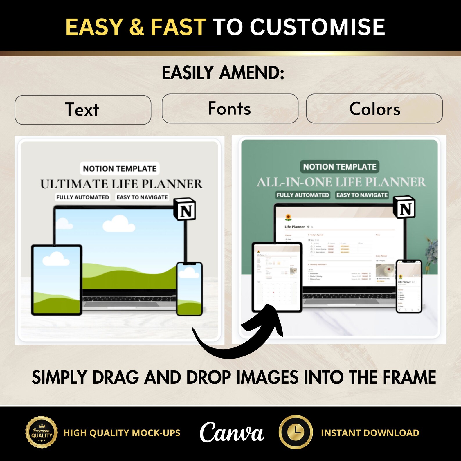 30 Notion Template Mockups for Etsy Listing, Latest Etsy Sizes: Square ...
